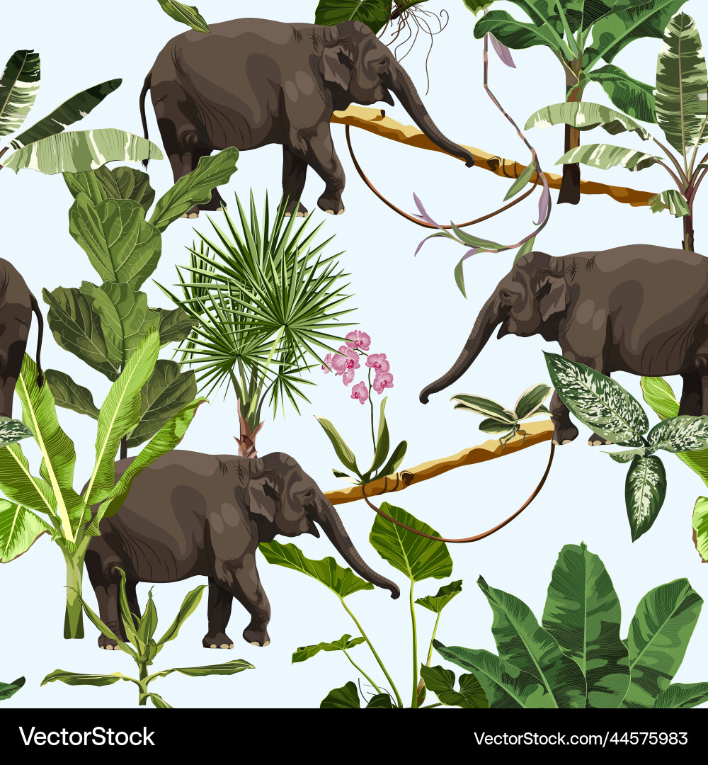 Tropical wild animals seamless pattern Royalty Free Vector