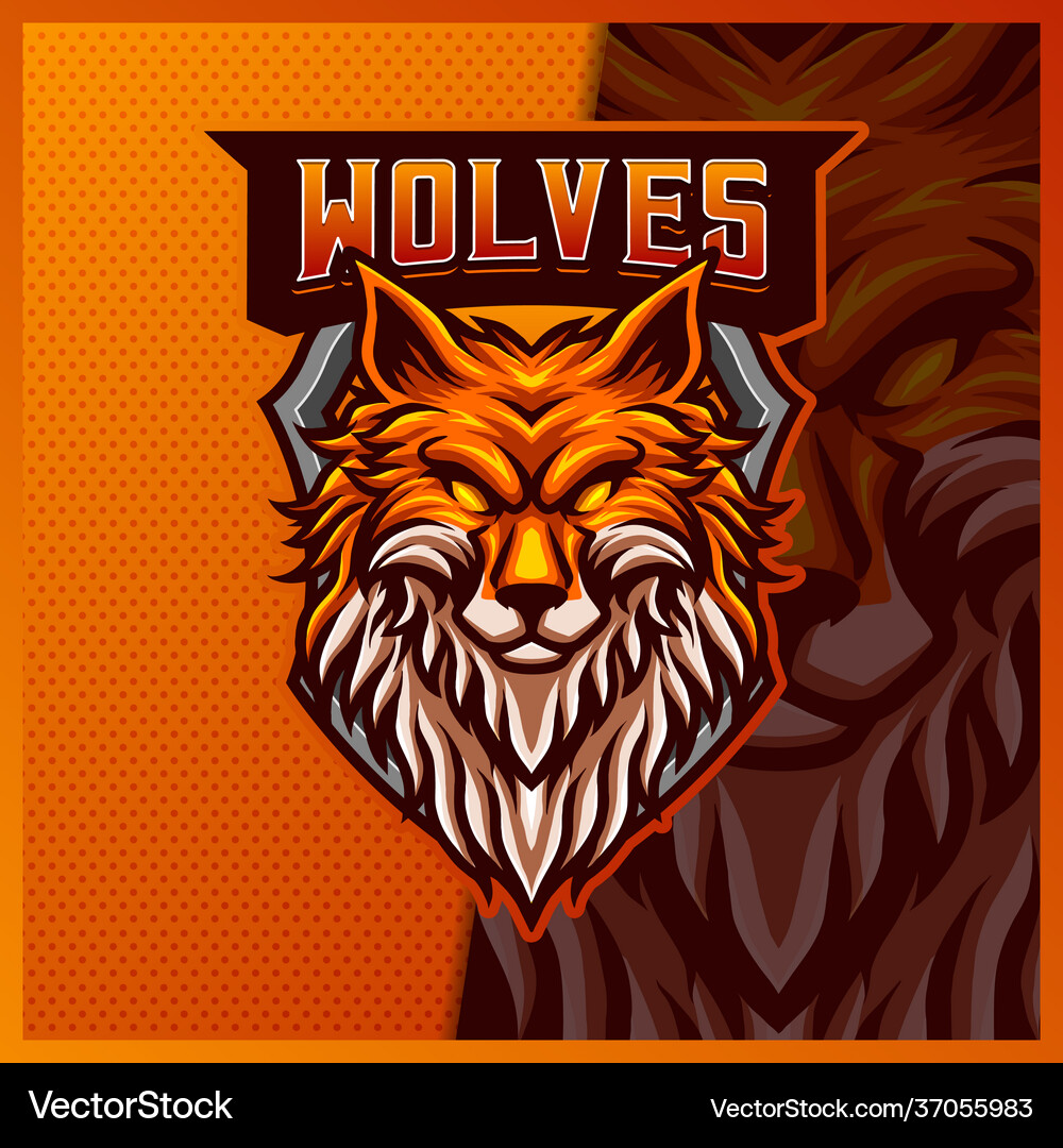 Wolf fox jackal mascot esport logo design Vector Image