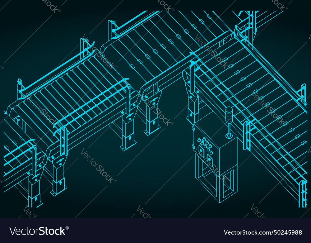 Automated factory conveyor line isometric Vector Image Automated factory conveyor line isometric Vector Image