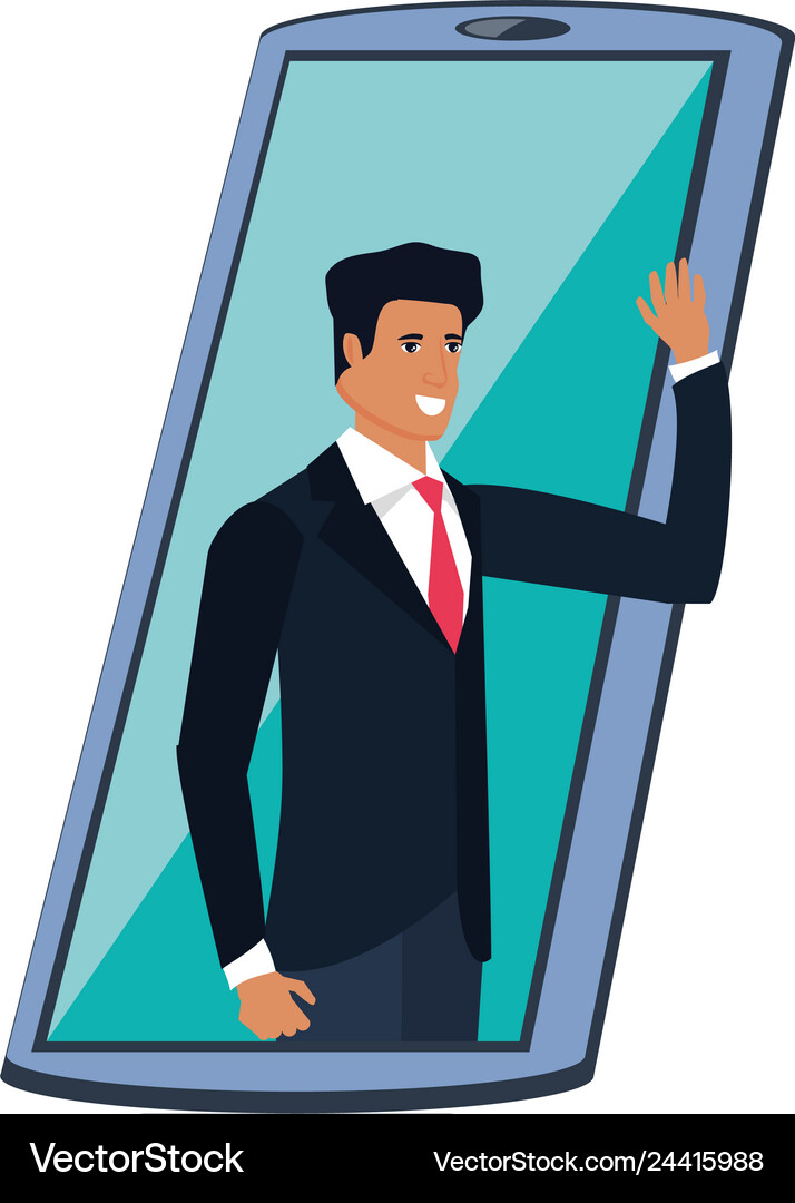 Businessman elegant in smartphone device Vector Image