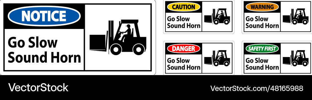 Caution sign go slow sound horn Royalty Free Vector Image