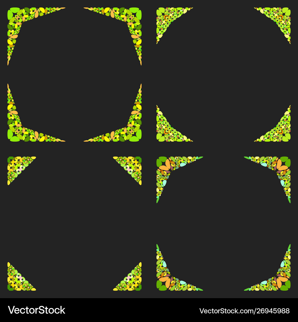 Curved stone mosaic page corner design set Vector Image