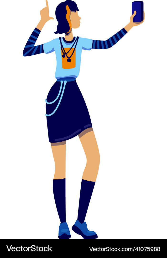 E girl flat color faceless character Royalty Free Vector