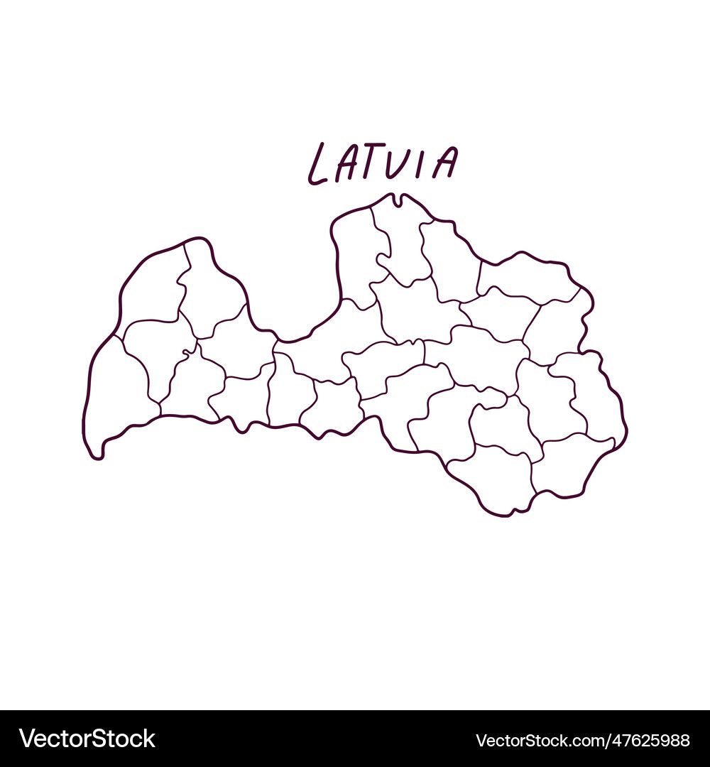 Hand drawn doodle map of latvia Royalty Free Vector Image