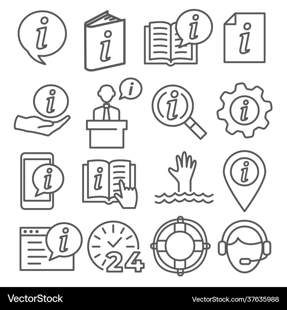 Information line icons set on white background Vector Image