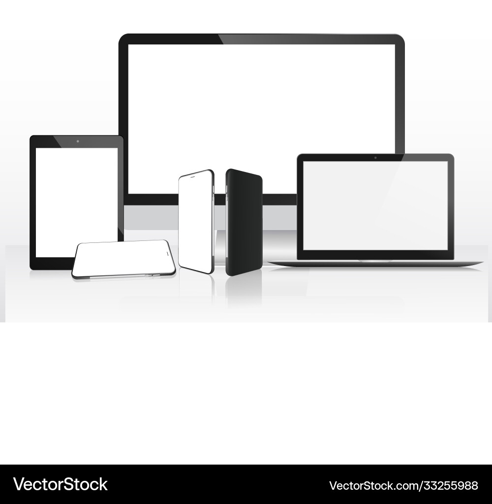 Modern laptop mobile and technology device mockup Vector Image