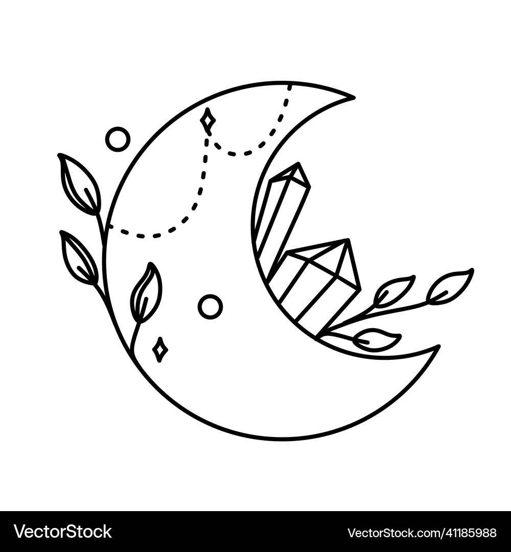Moon magical symbols doodles esoteric boho Vector Image