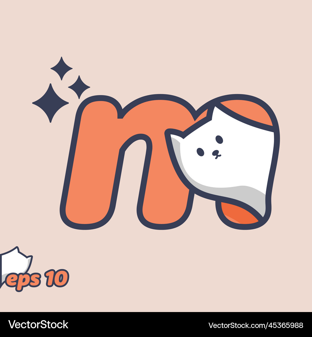 Peeking cat alphabet m Royalty Free Vector Image