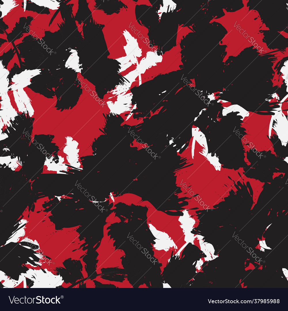 Red floral brush strokes seamless pattern Vector Image