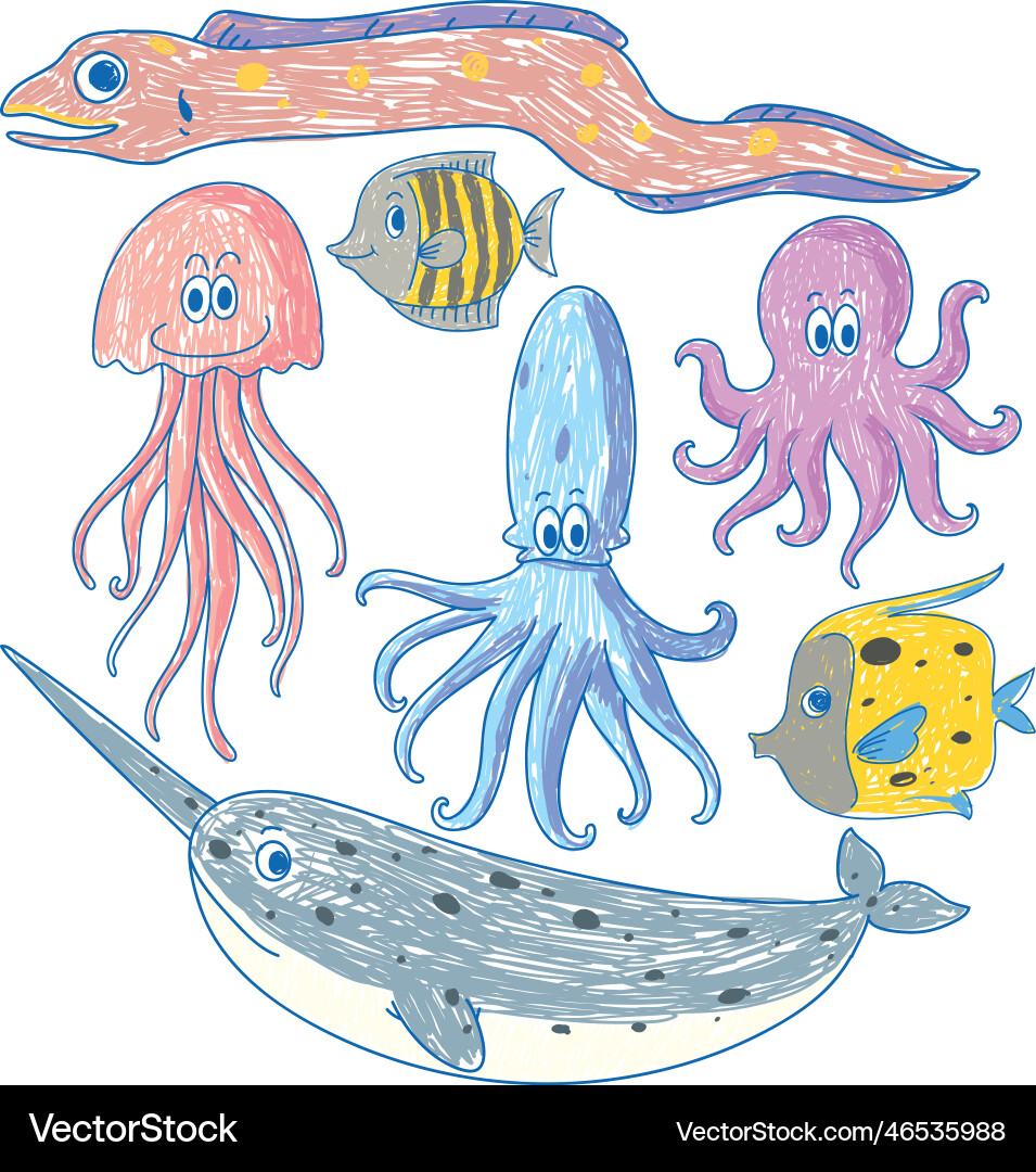 Set of marine creature Royalty Free Vector Image