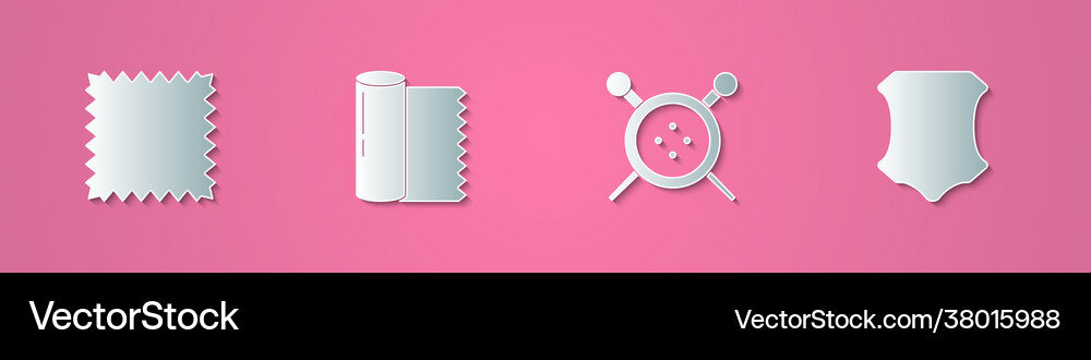 Set paper cut leather textile fabric roll sewing Vector Image