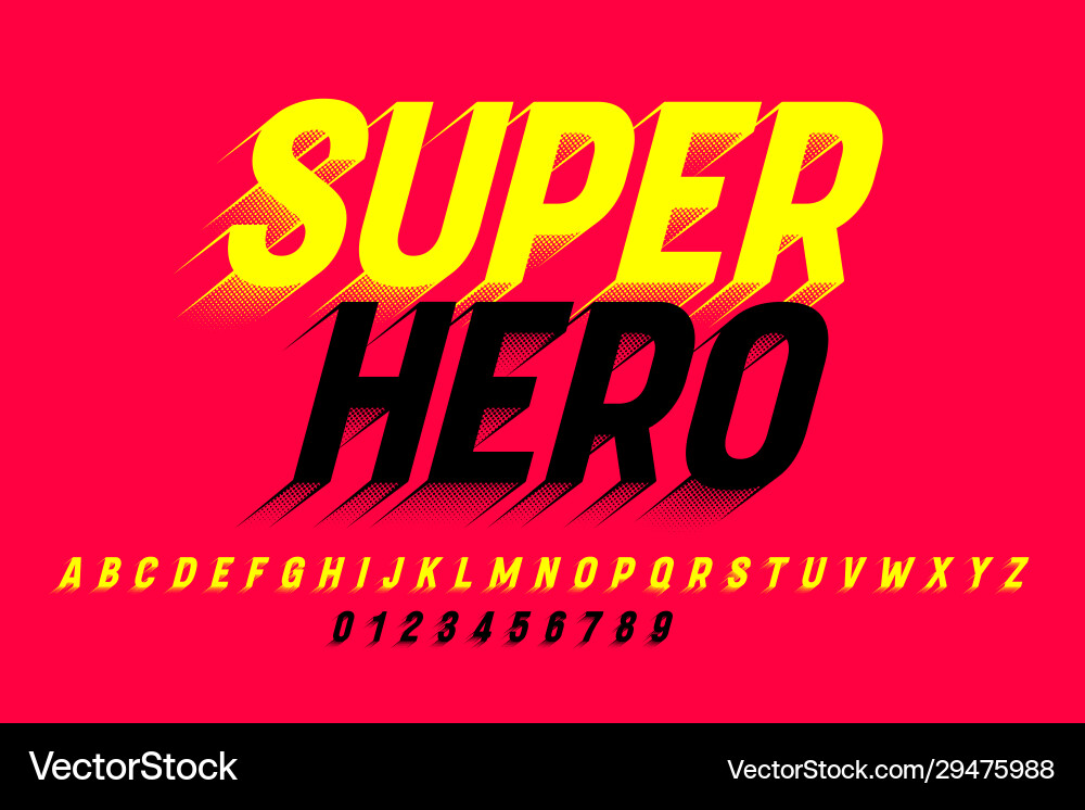 Super hero comics style font alphabet letters Vector Image