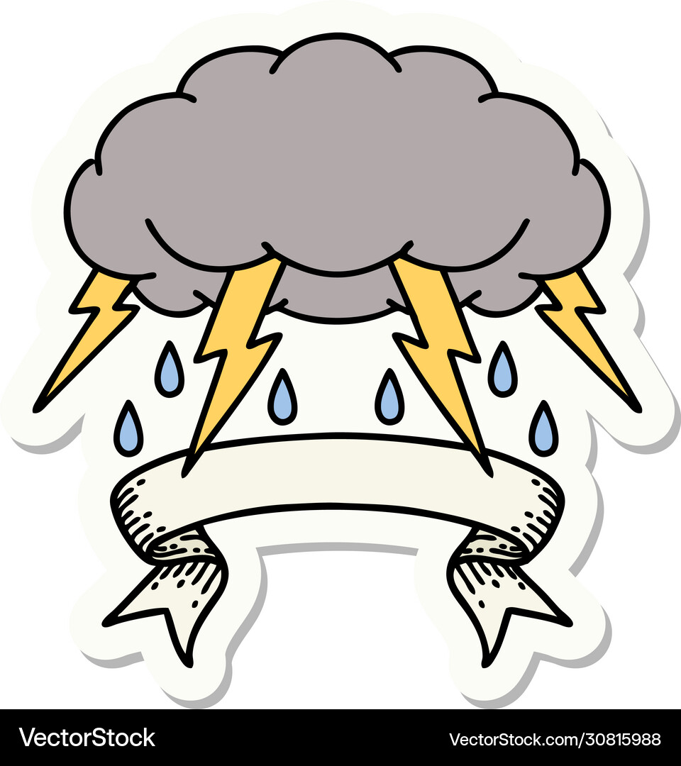 Tattoo sticker with banner a storm cloud Vector Image