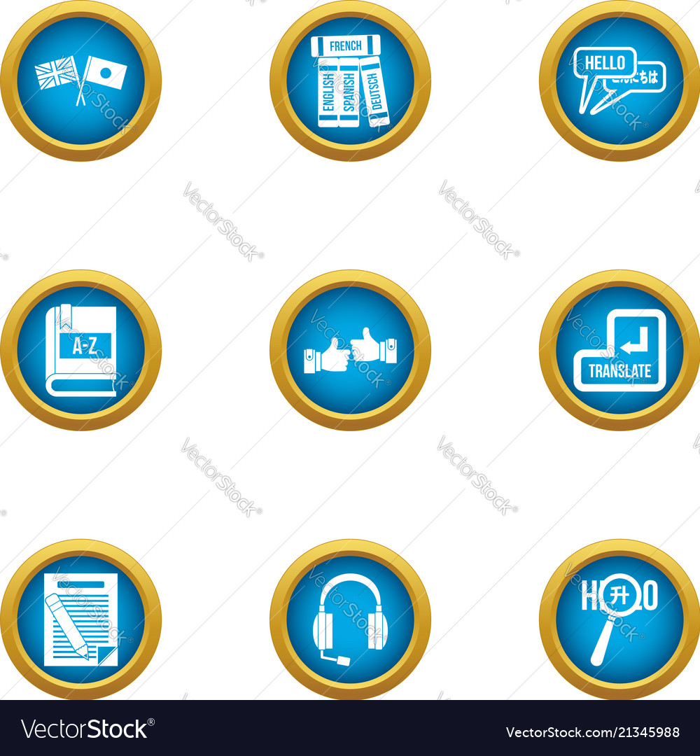 Translation of word icons set flat style Vector Image