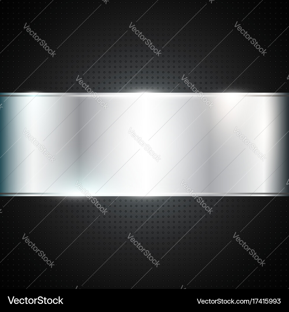 Dark background with metallic banner Royalty Free Vector