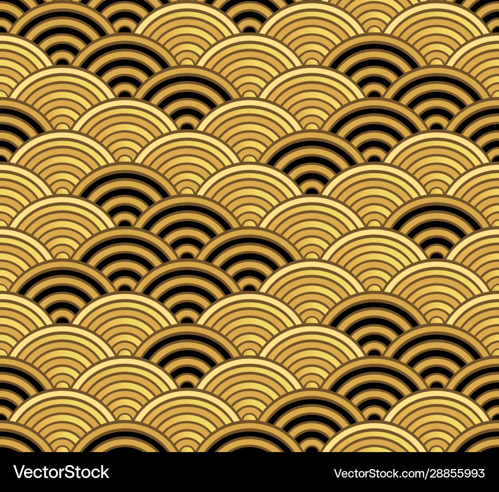 Gold seigaiha luxurious japanese wave pattern Vector Image