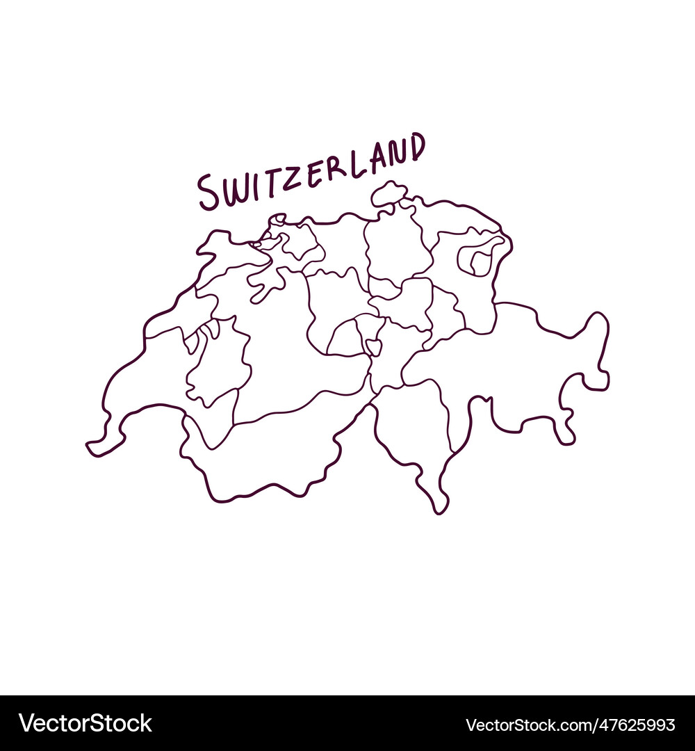 Hand drawn doodle map of switzerland Royalty Free Vector