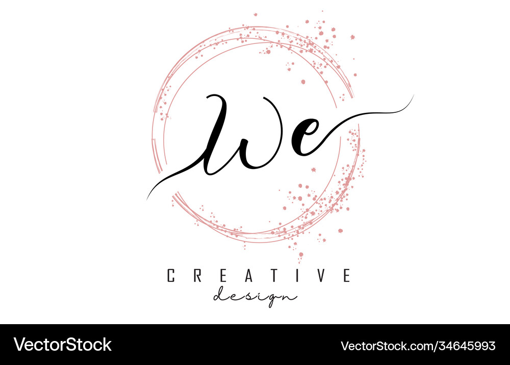 Handwritten we w e letter logo with sparkling Vector Image