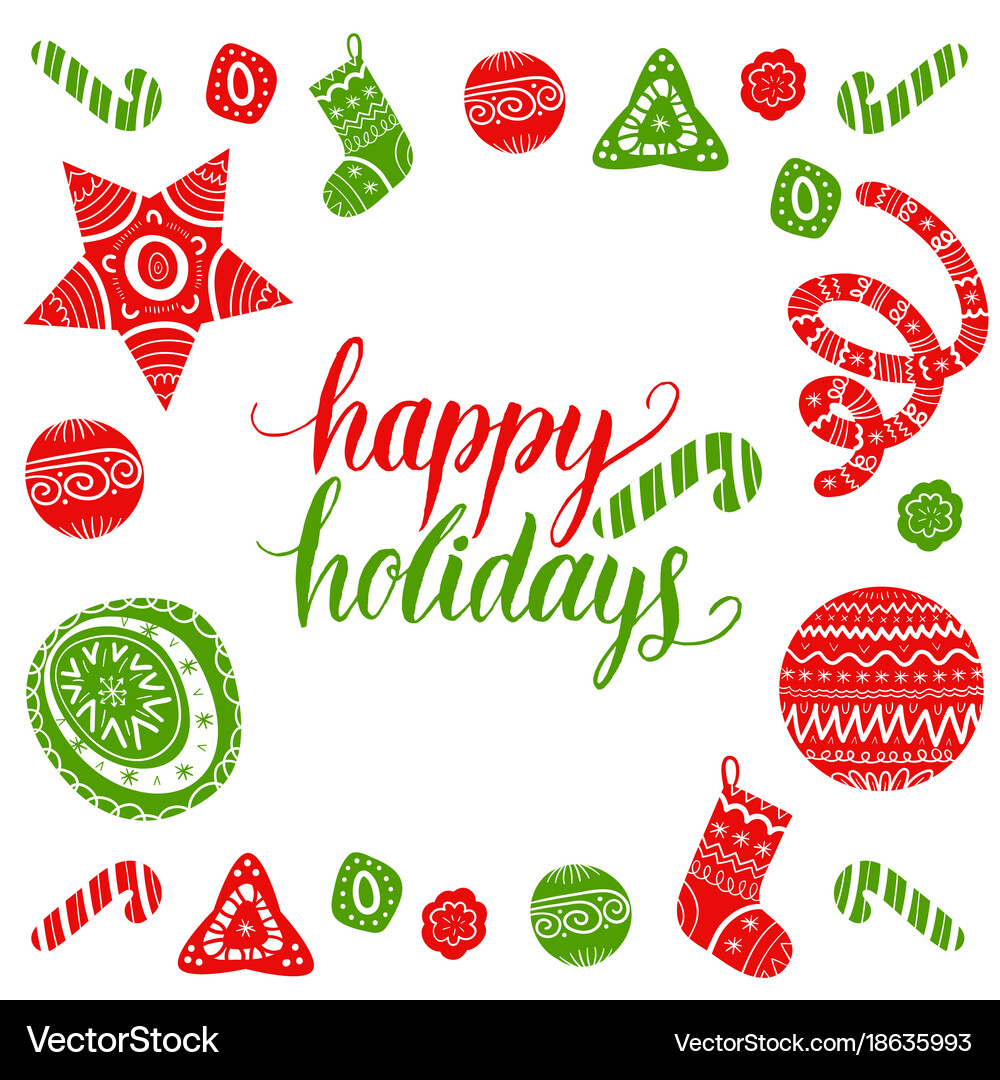Happy holidays lettering design with Royalty Free Vector