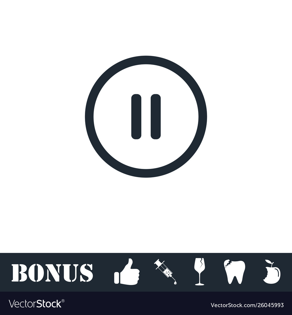 Pause button icon flat Royalty Free Vector Image