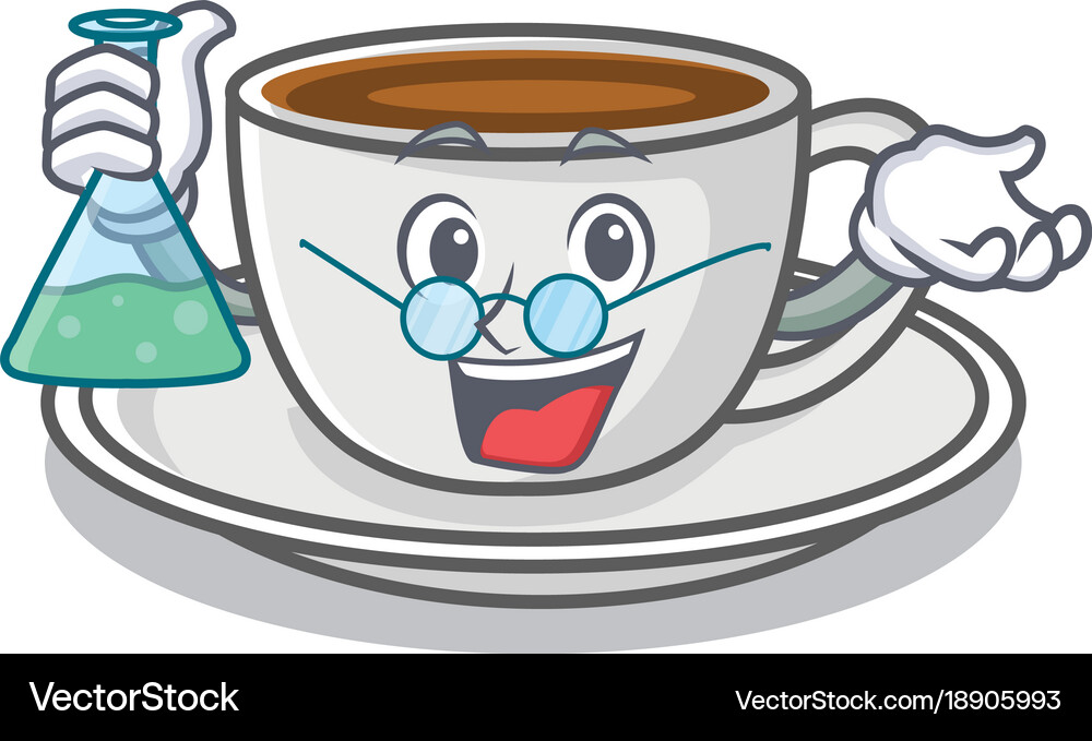 Professor coffee character cartoon style Vector Image