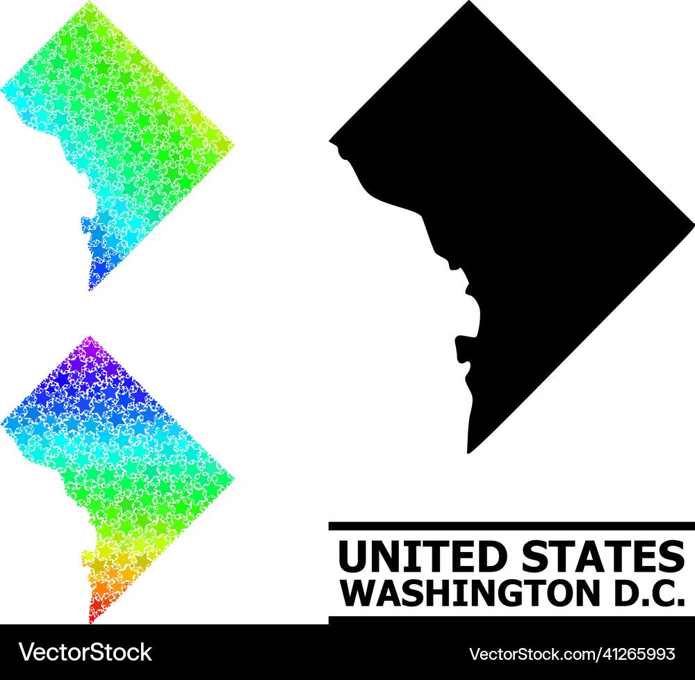 Rainbow gradient starred mosaic map of washington Vector Image
