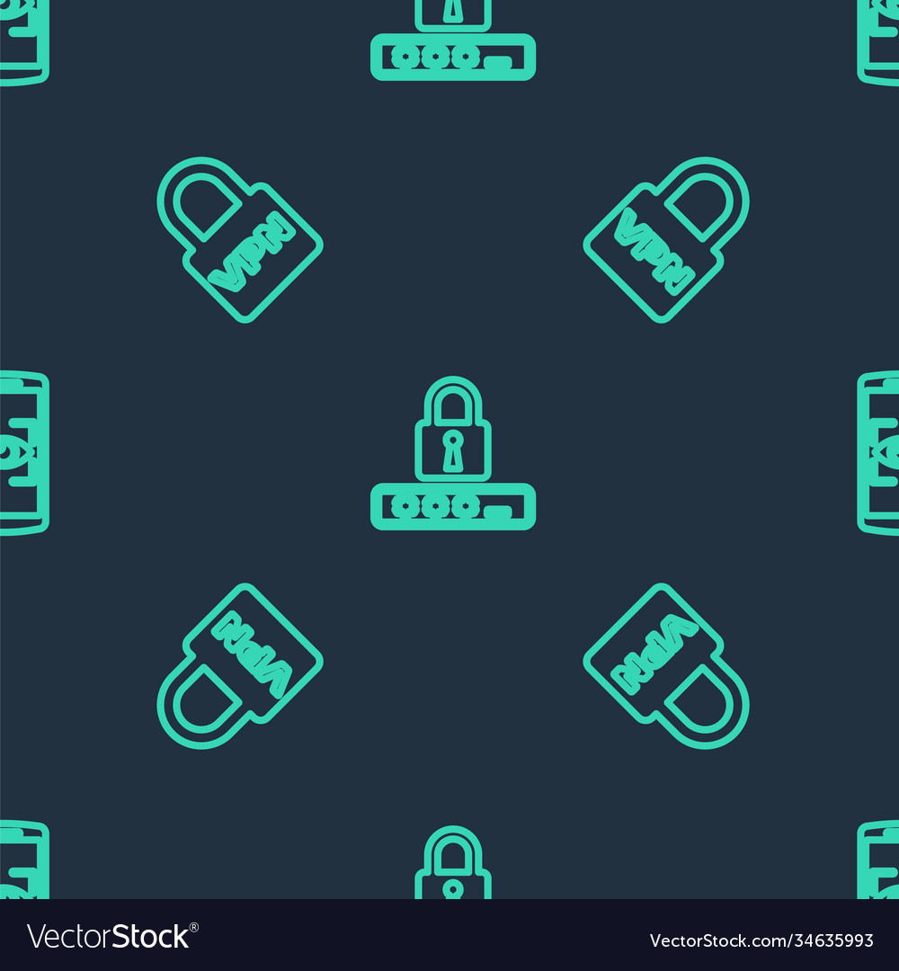 Set Line Password Protection Lock Vpn And Mobile Vector Image