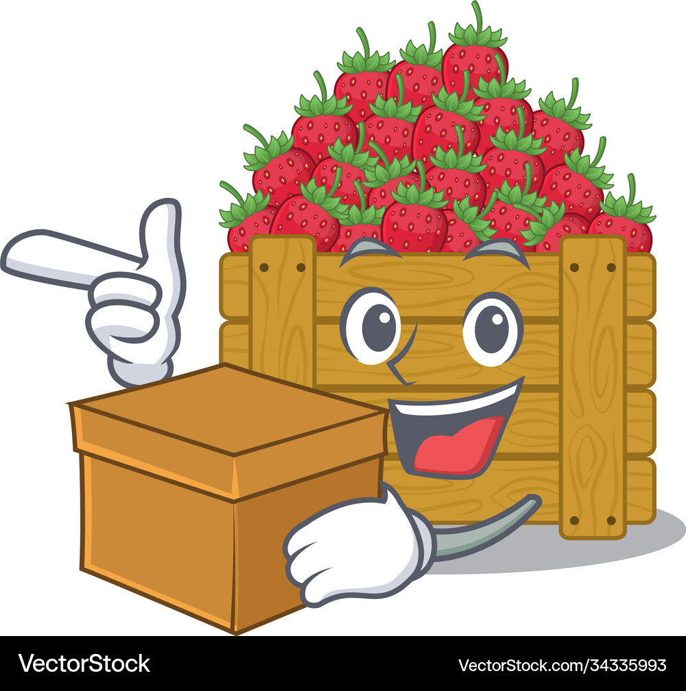 Strawberry fruit box cartoon design style having Vector Image