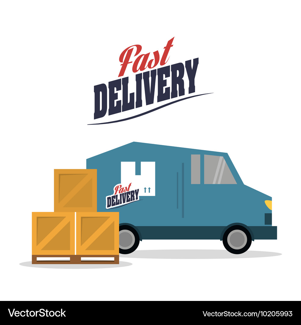 Truck box package delivery icon graphic Royalty Free Vector