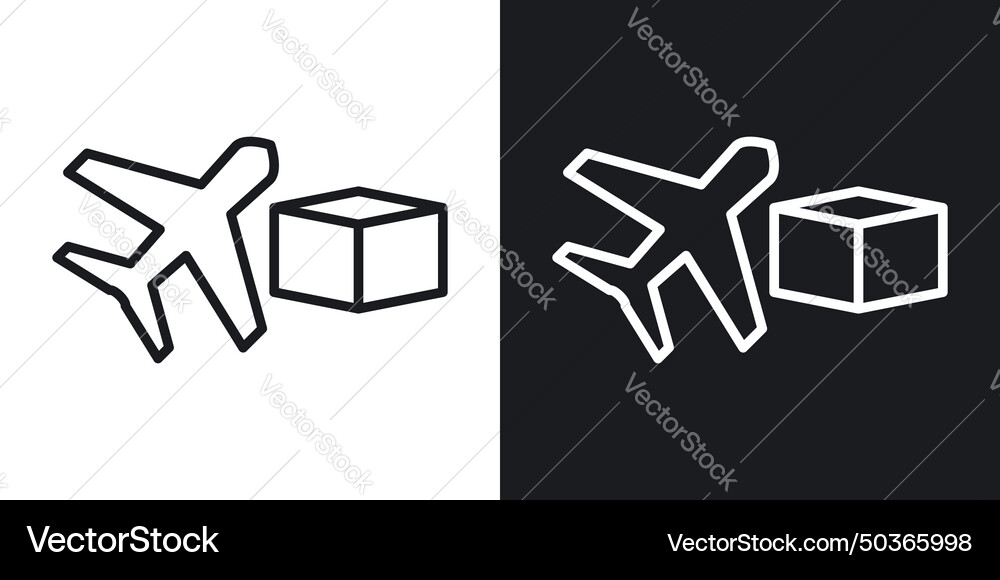 Air delivery icon set flight plane cargo symbol Vector Image