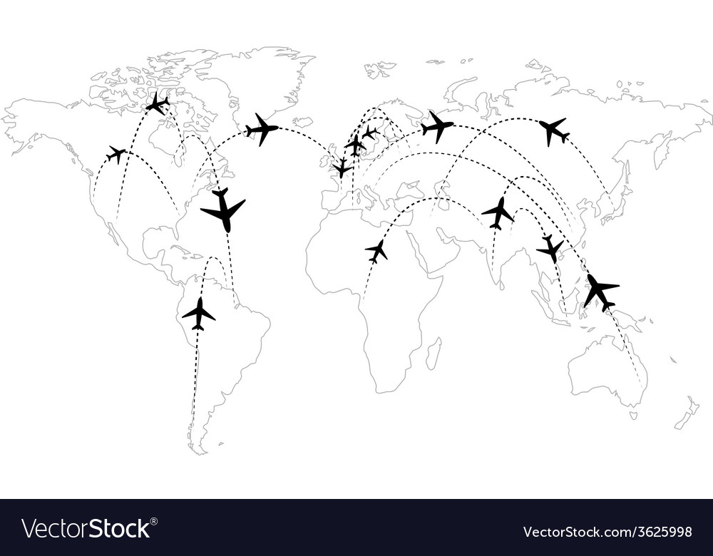Airline Routes On Map Infographic Royalty Free Vector Image