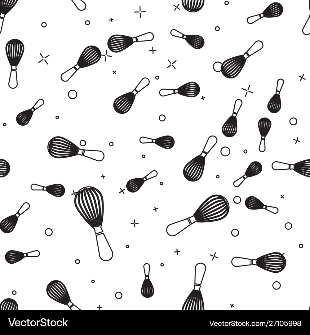 Black line kitchen whisk icon isolated seamless Vector Image