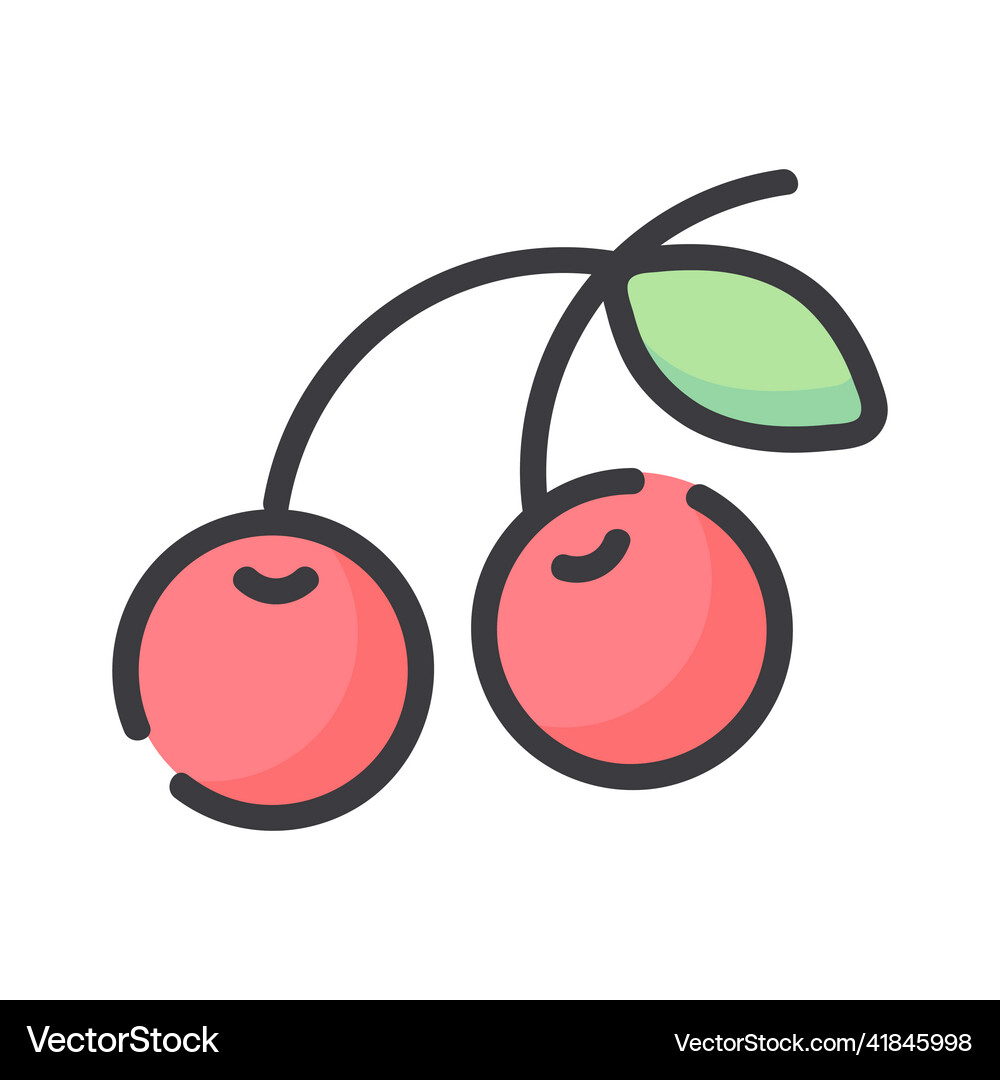 Cherry line icon filled outline sign linear Vector Image