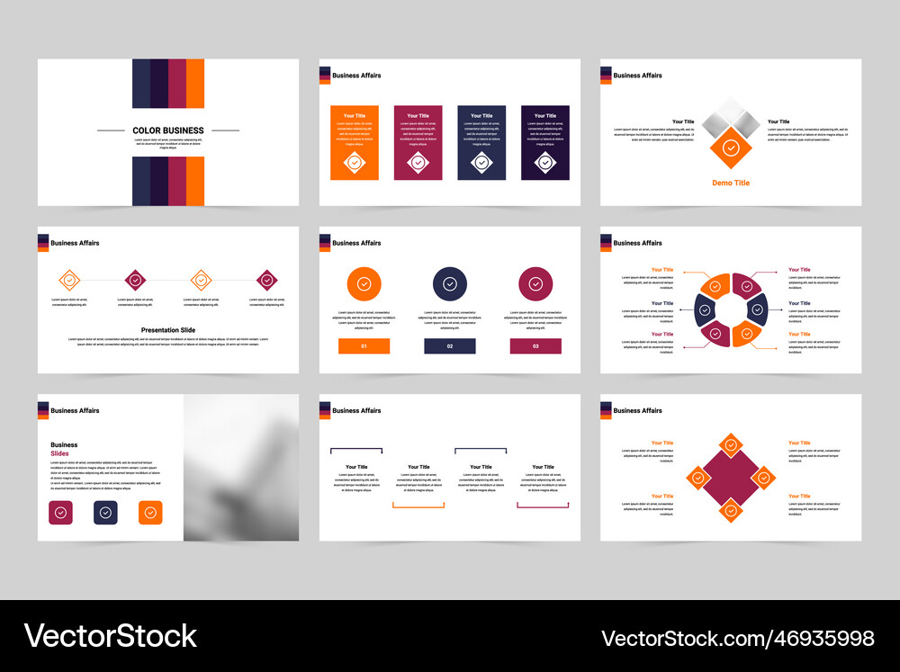 Colorful company presentation slide template Vector Image