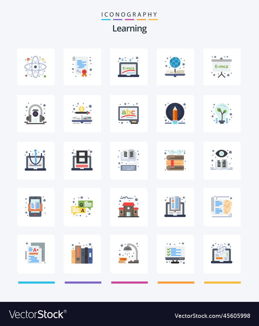 Creative learning 25 flat icon pack Royalty Free Vector