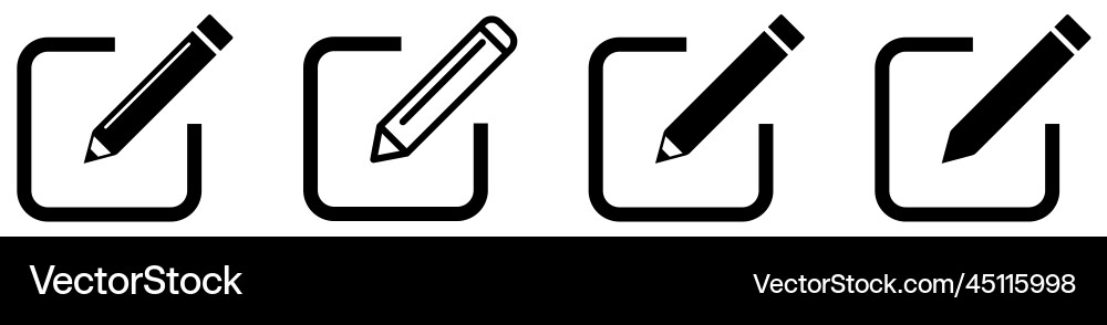 Edit pen icons isolated on white Royalty Free Vector Image