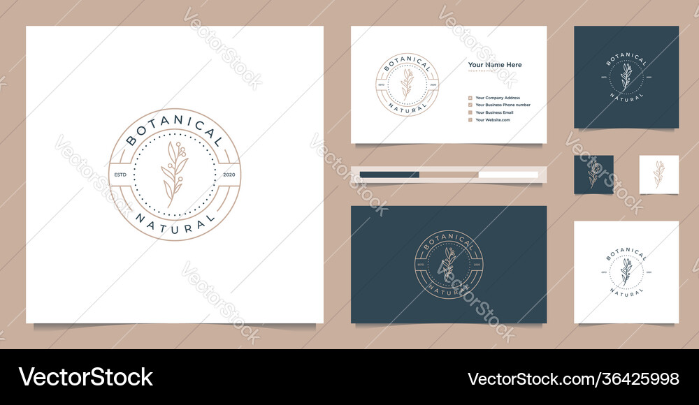 Elegant botanical logo design emblem symbol Vector Image