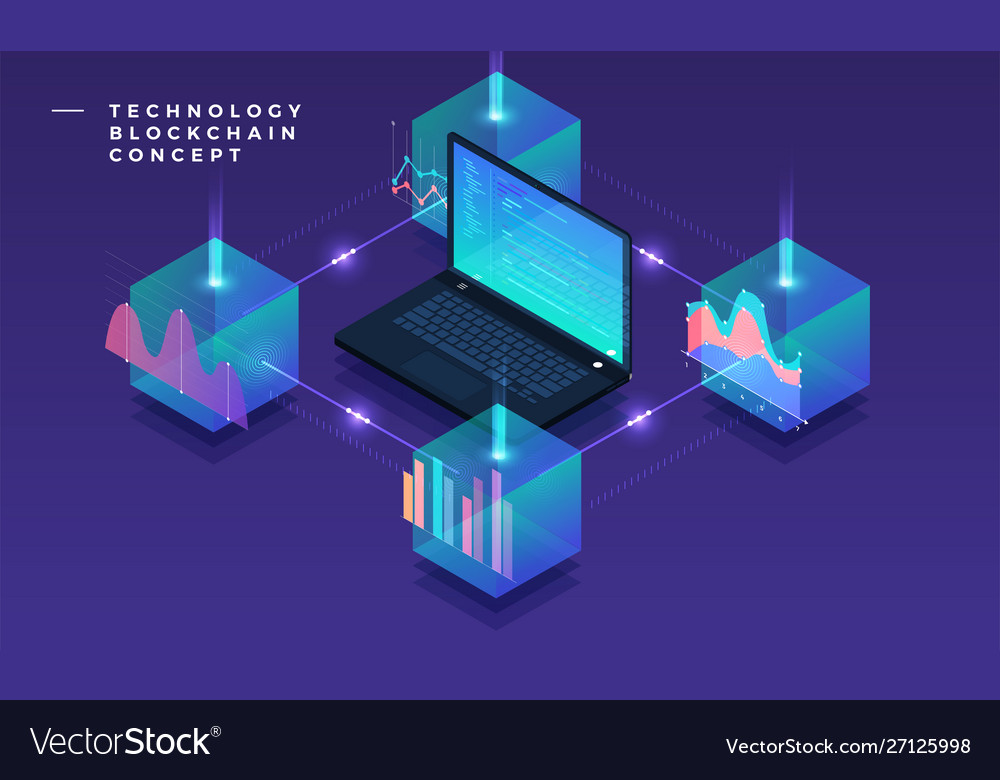 Flat design concept blockchain and cryptocurrency Vector Image