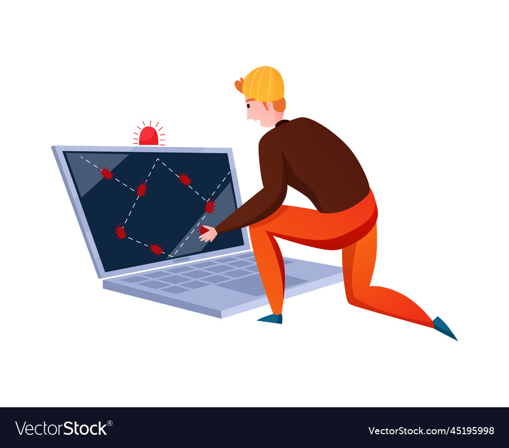 Hacker perimeter break composition Royalty Free Vector Image