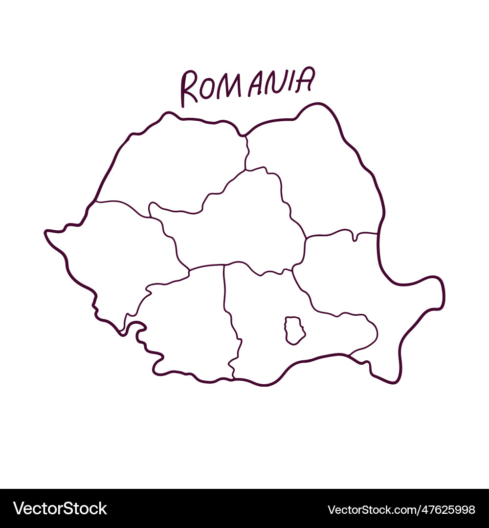 Hand drawn doodle map of romania Royalty Free Vector Image