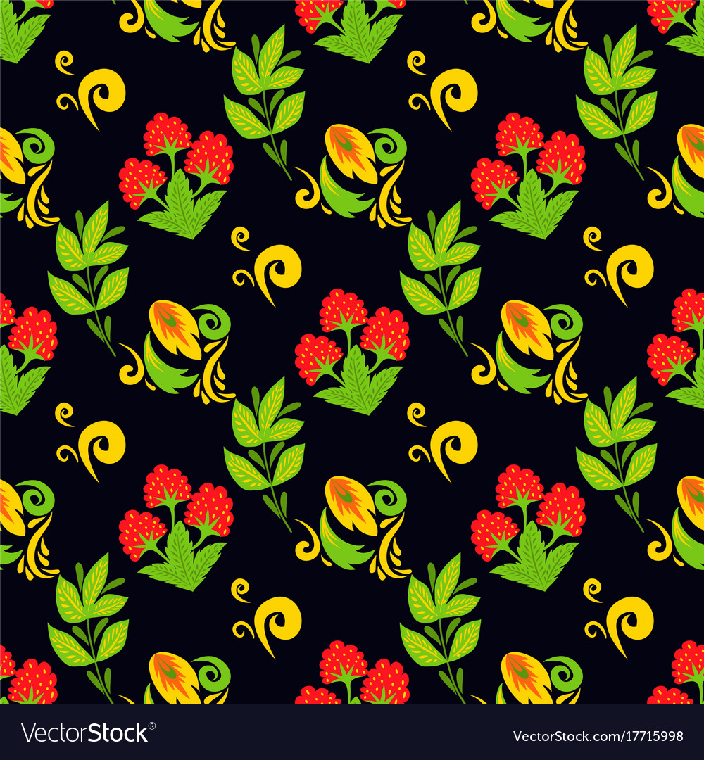 Khokhloma seamless pattern background Royalty Free Vector