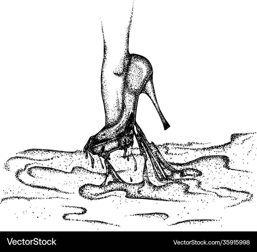 Mud shoe on female leg Royalty Free Vector Image