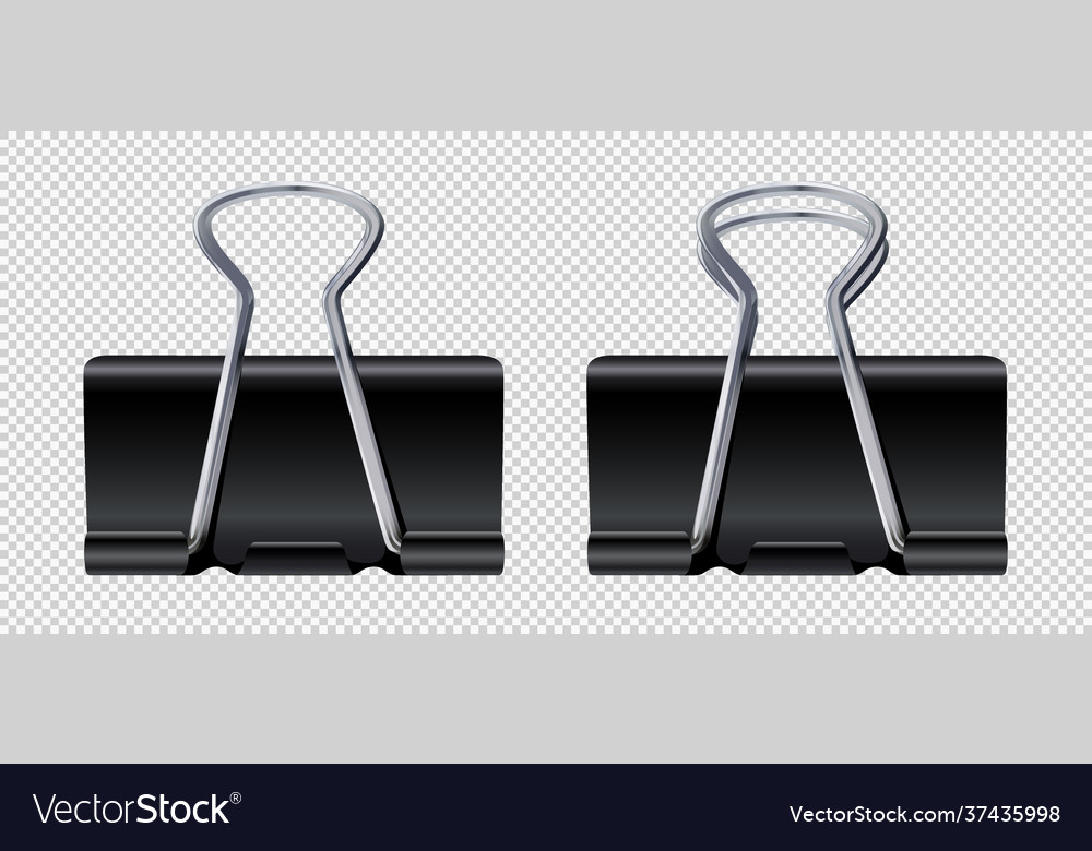 Paper clips set black realistic binder Royalty Free Vector