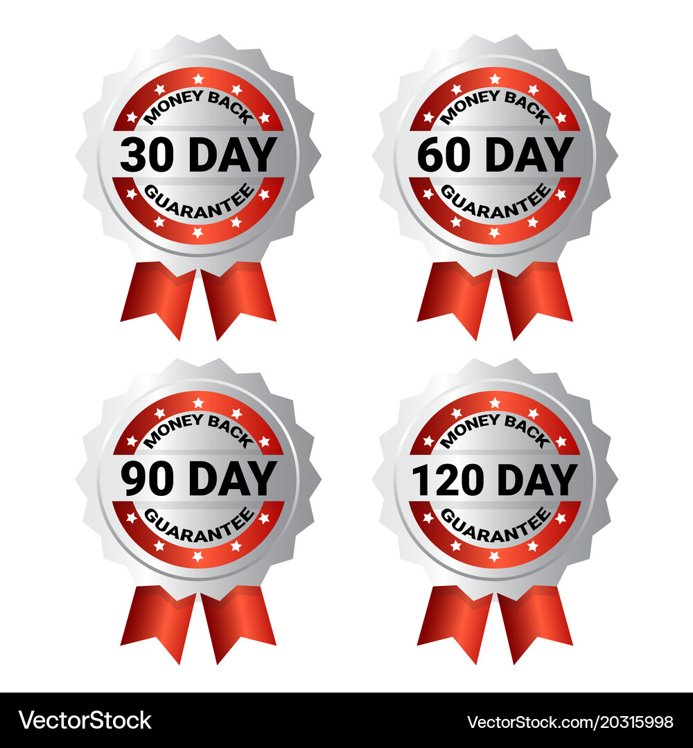 Set medals money back guarantee template labels Vector Image