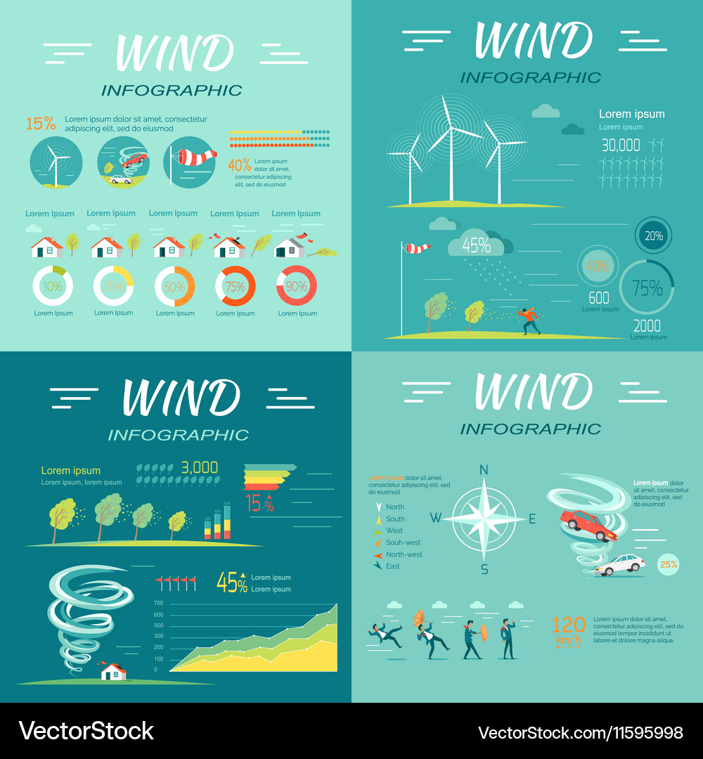 Set of wind infographics Royalty Free Vector Image