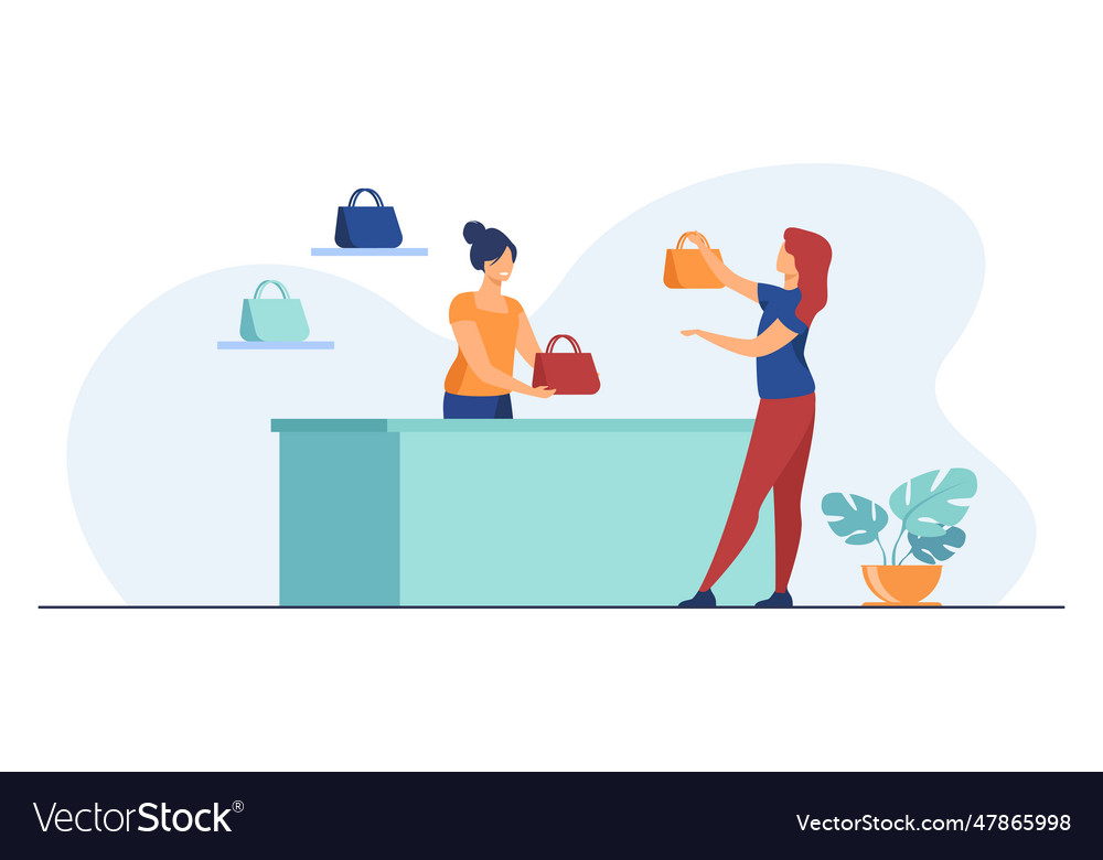 Shop Assistant Helping Female Customer To Choose Vector Image