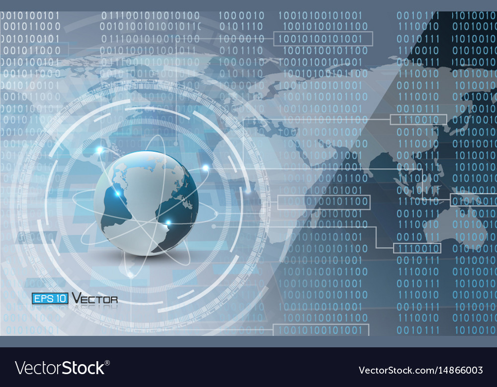Binary code and world map globe Royalty Free Vector Image