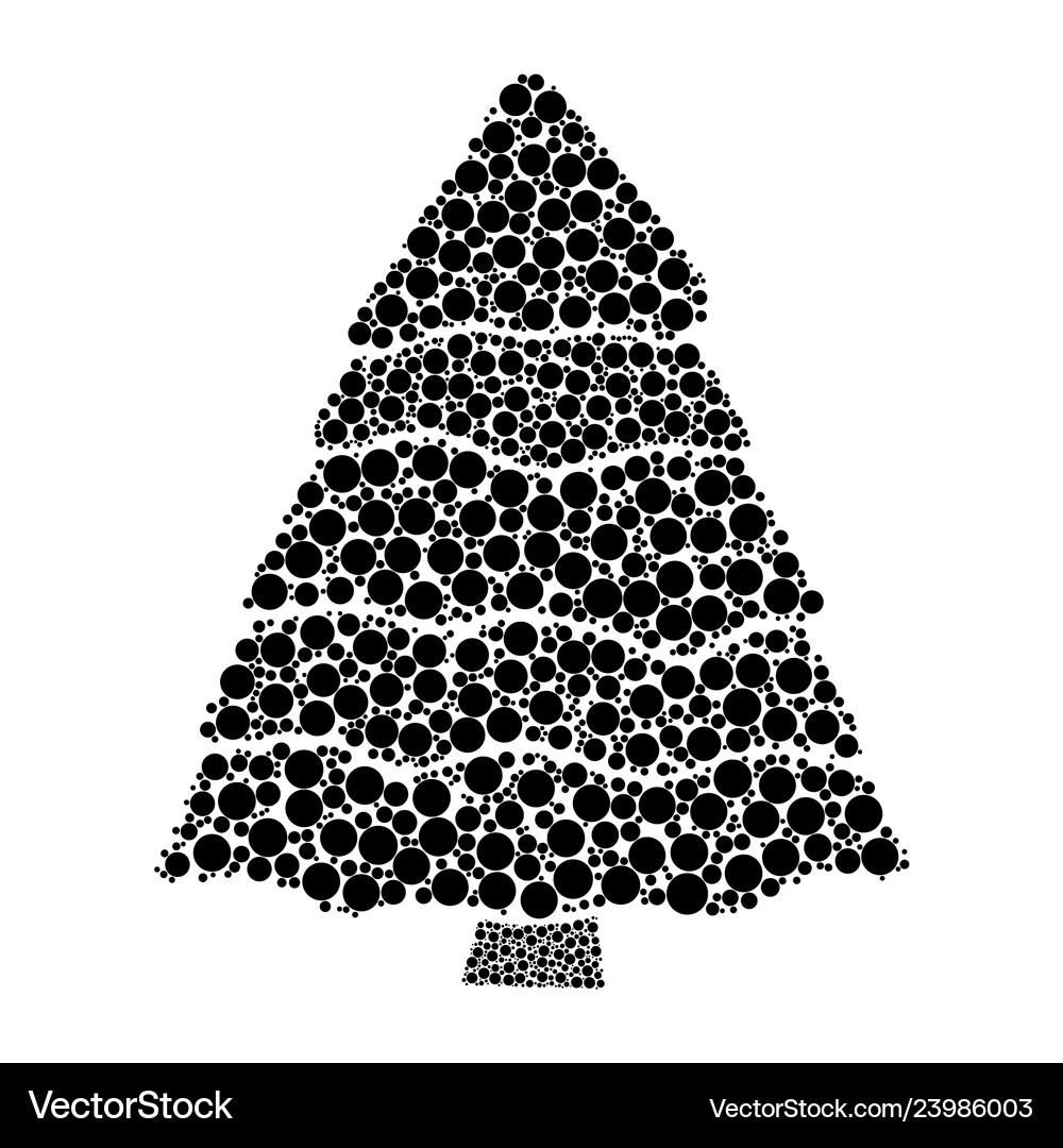 Christmas tree dotted isolated on white background