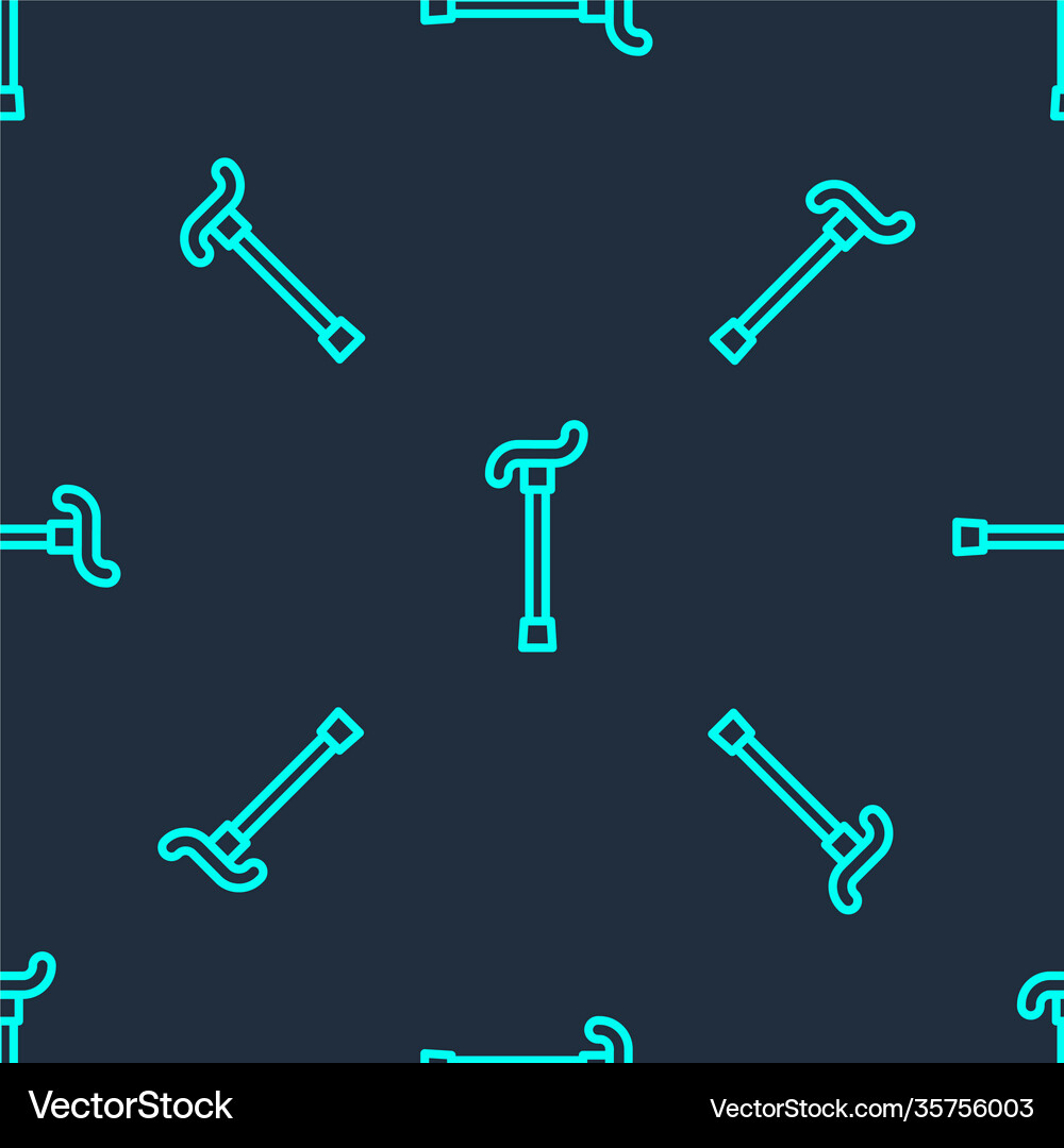 Green line walking stick cane icon isolated Vector Image