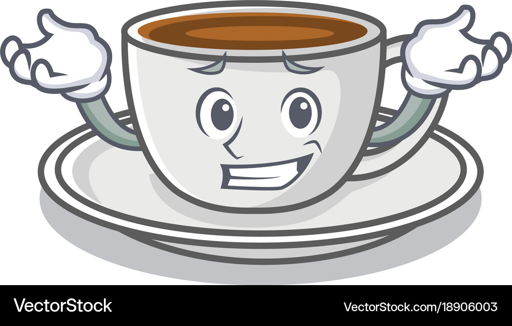 Grinning coffee character cartoon style Royalty Free Vector